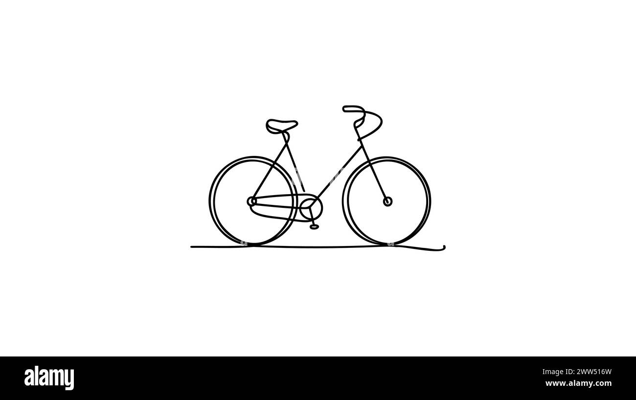 Continuous single drawn one line classic bicycle. Line art Stock Vector ...