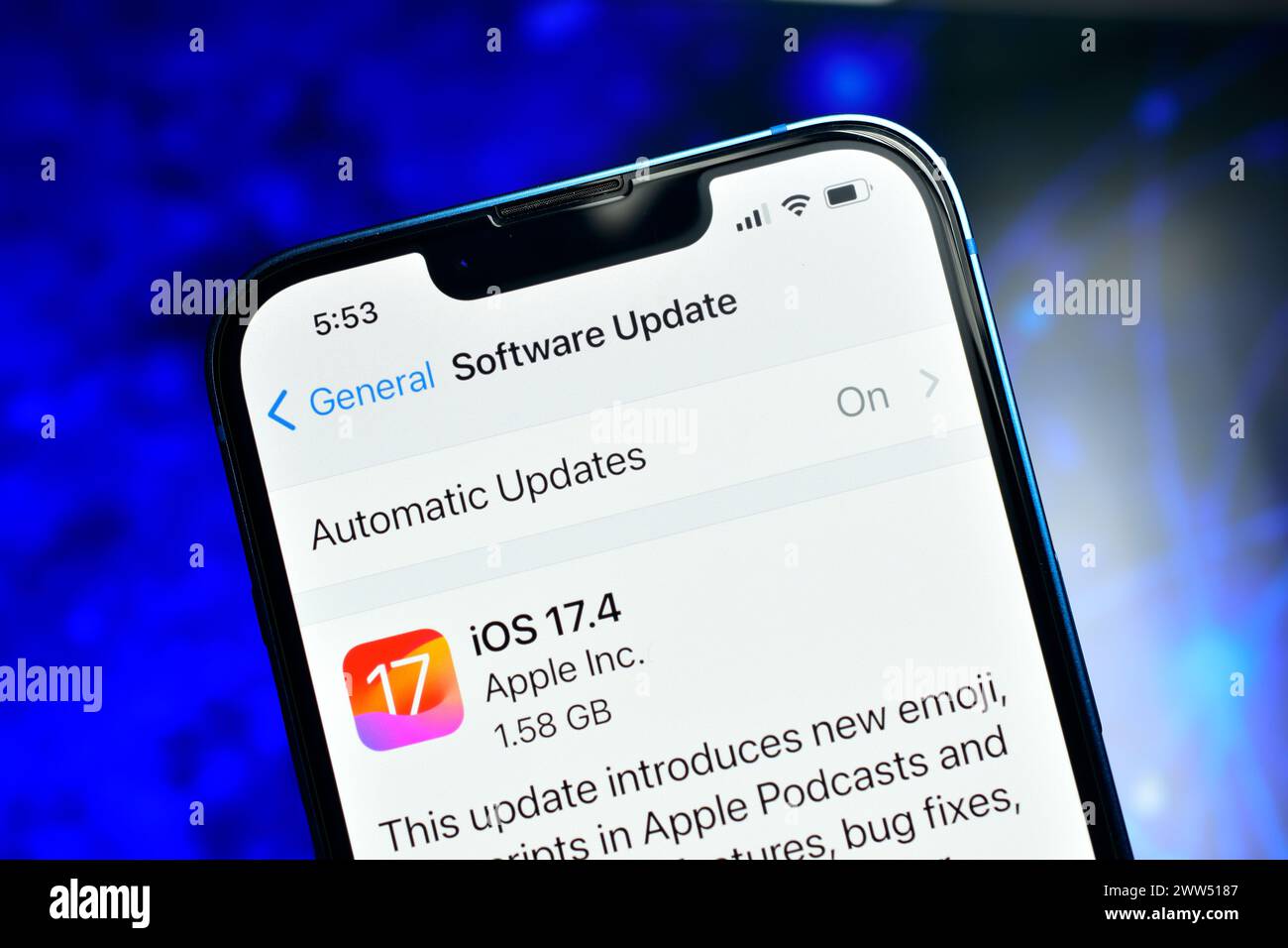 New Delhi, India 20 March 2024:- 17.4 ios update on iphone Stock Photo ...