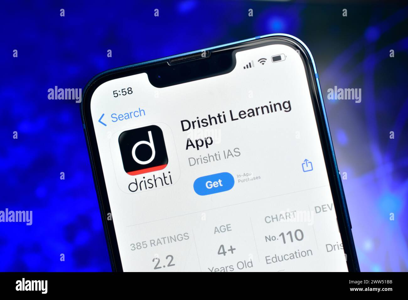 New Delhi, India 20 March 2024:- Drishti learning app on smartphone used to prepare upsc exams ...
