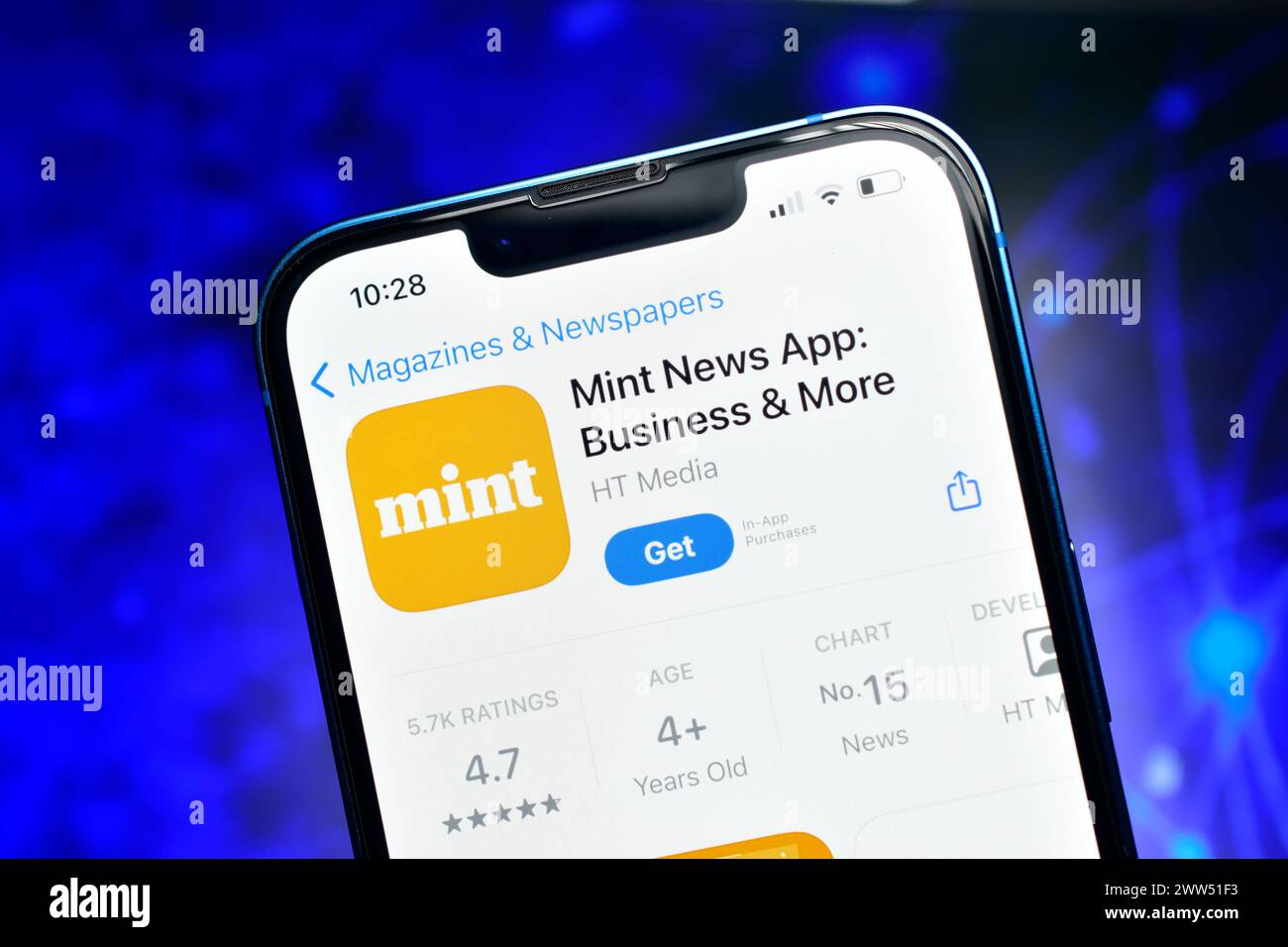 New Delhi, India 20 March 2024:- Mint news app used to read latest news ...