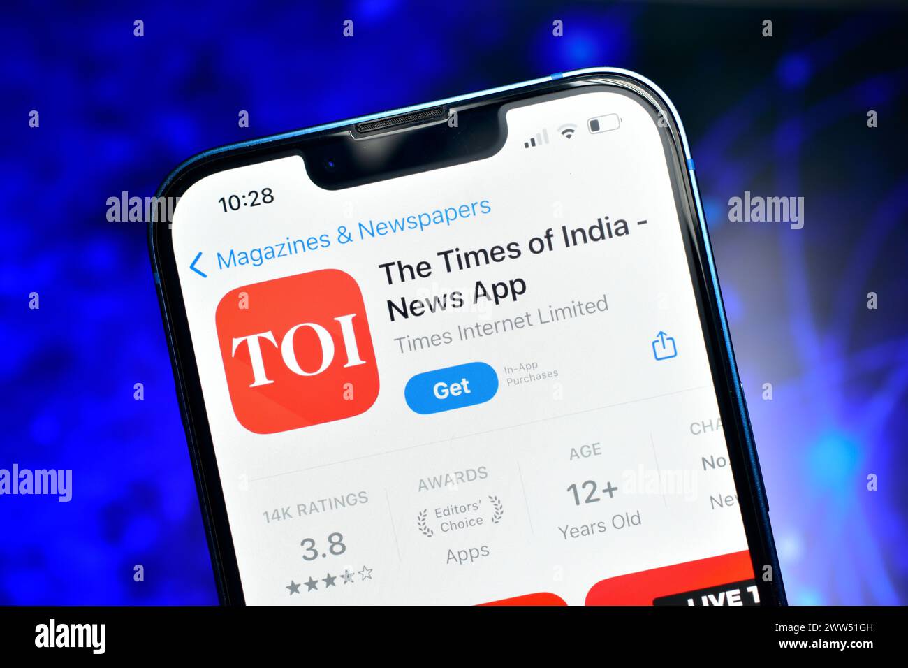 New Delhi, India 20 March 2024:- Time of india application on phone ...