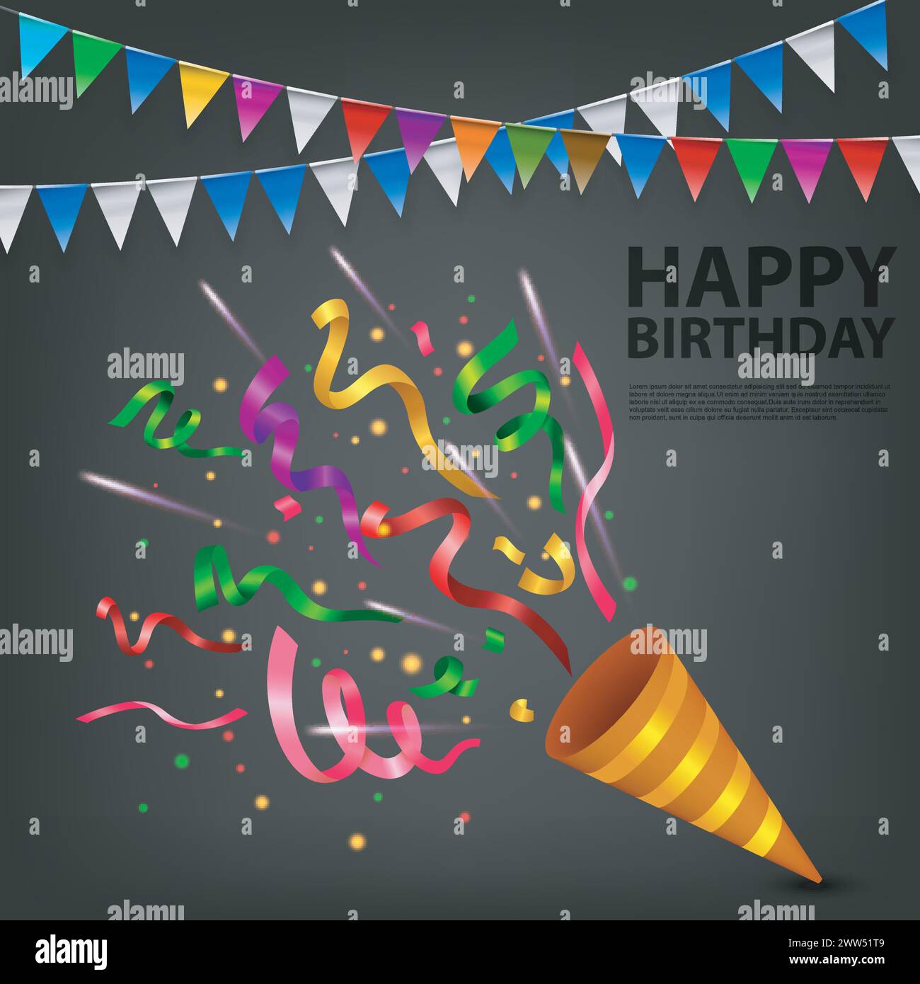 Exploding Colorful Confetti Popper Birthday Party, Vector Illustration ...