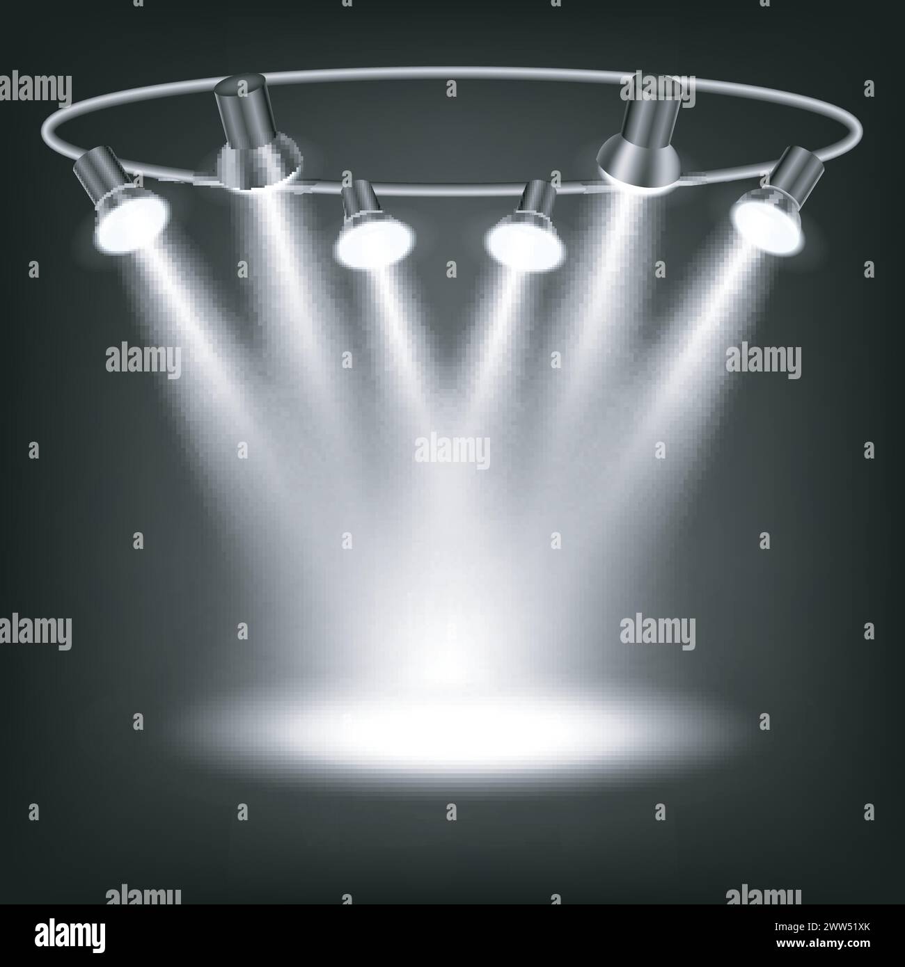 White Spotlights in Dark Background, Vector Illustration Stock Vector ...