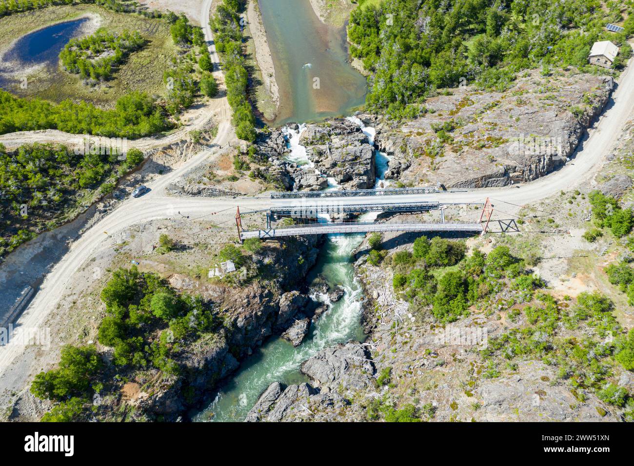 Bridges on road X-901 crossing river Rio Tranquilo south of Cochrane ...