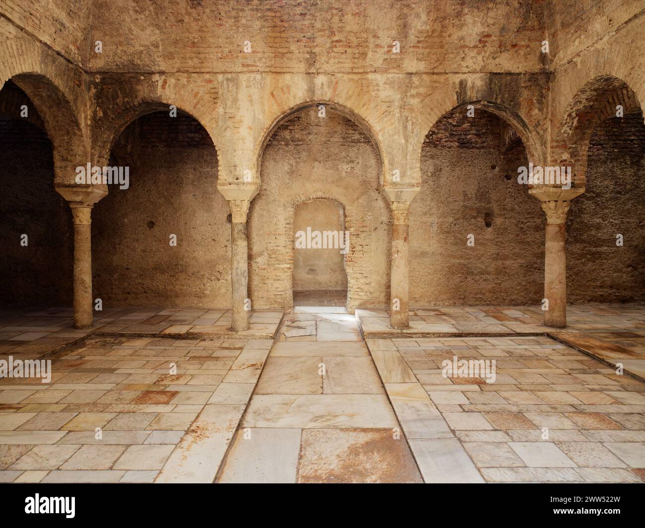 Interior view of the Arabic Baths El Banuelo, in Granada Spain ...