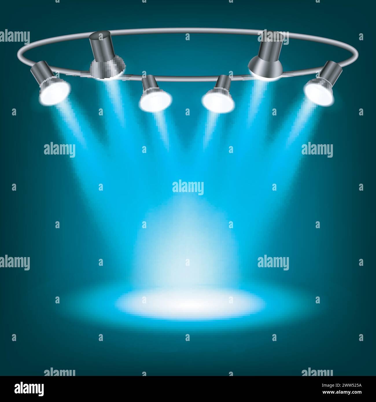 Blue Spotlights in Dark Background, Vector Illustration Stock Vector ...