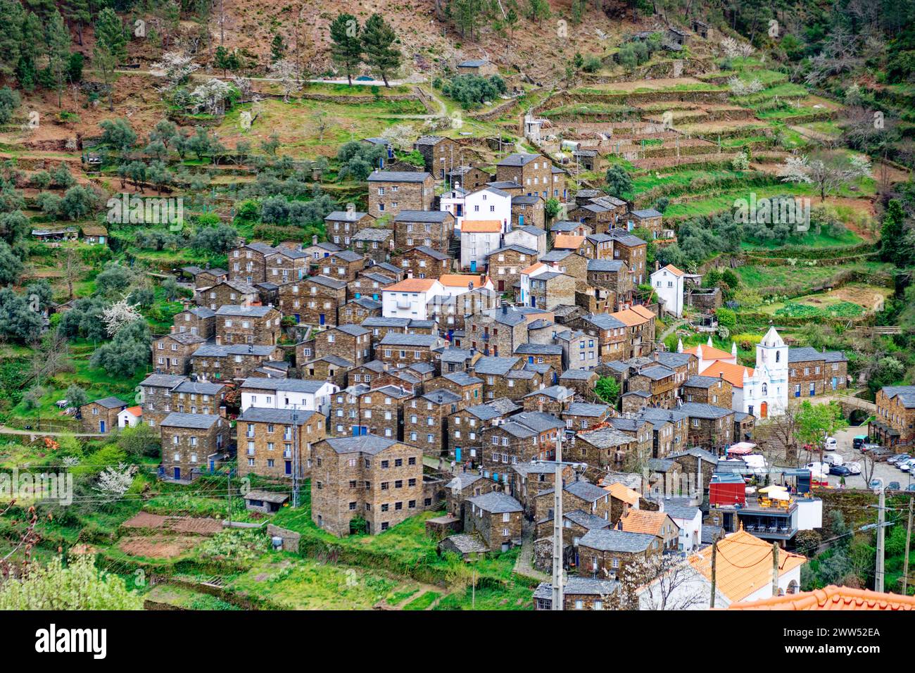 View of the Piodão village in Portugal. Rural tourism. The village is ...