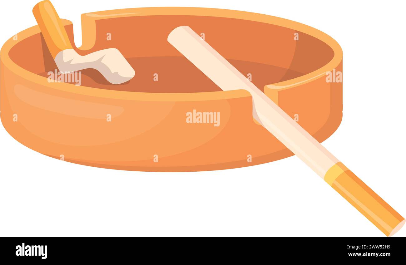 Ashtray with cigarettes cartoon icon. Smoking tobacco isolated on white ...