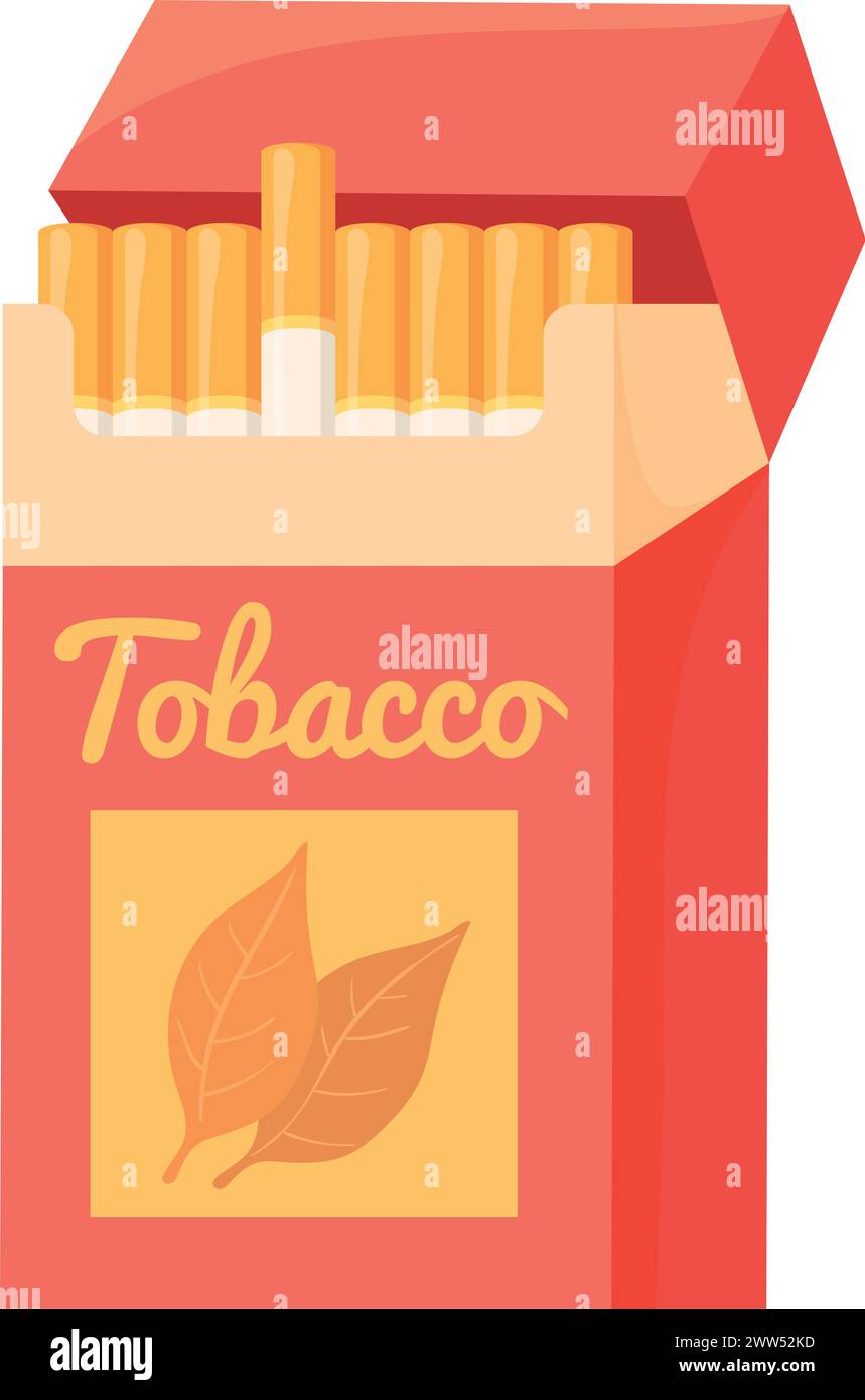 Cigarette pack cartoon icon. Smoking tabacco product isolated on white ...