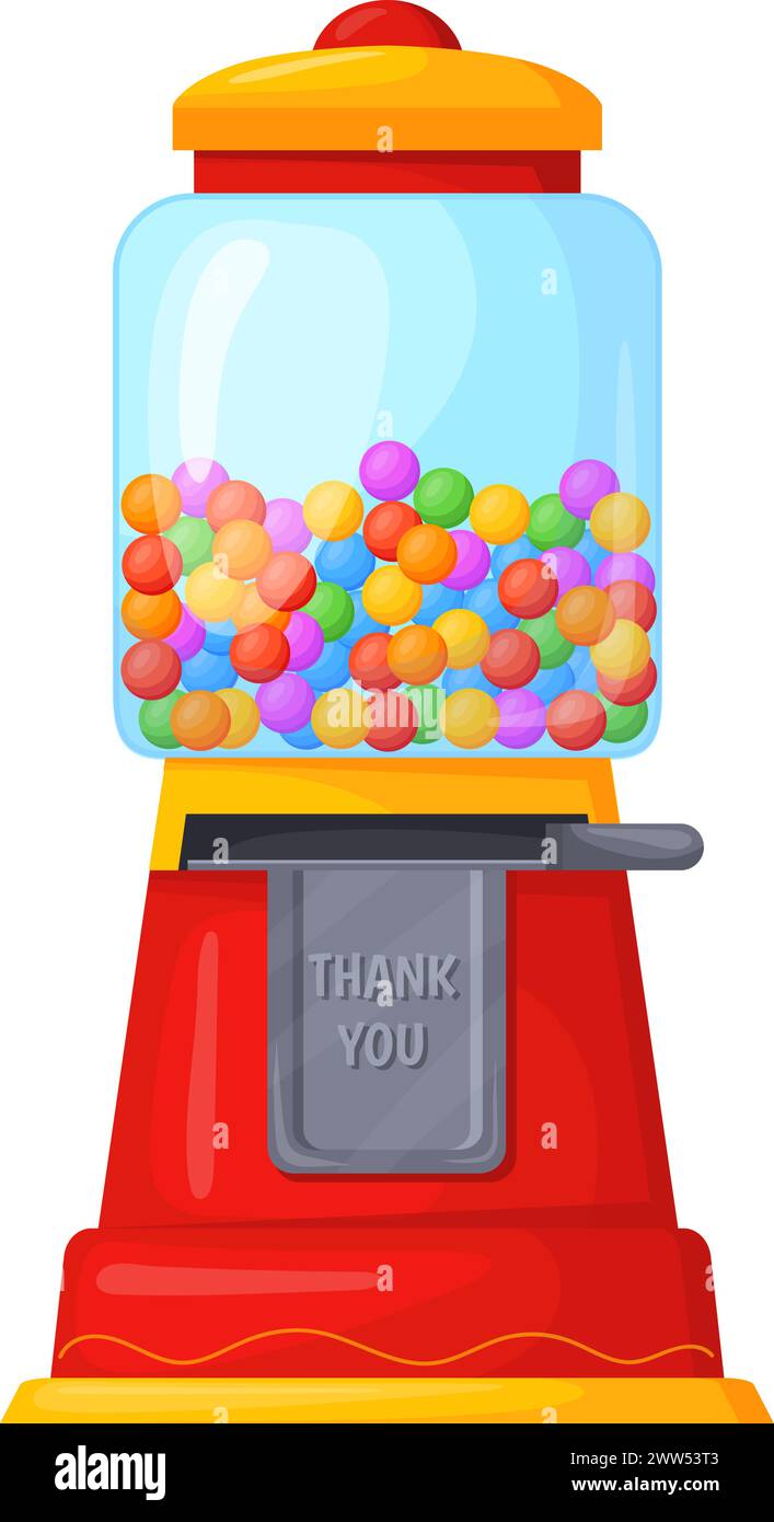 Colorful candy balls machine. Chewing sweet dispenser isolated on white ...