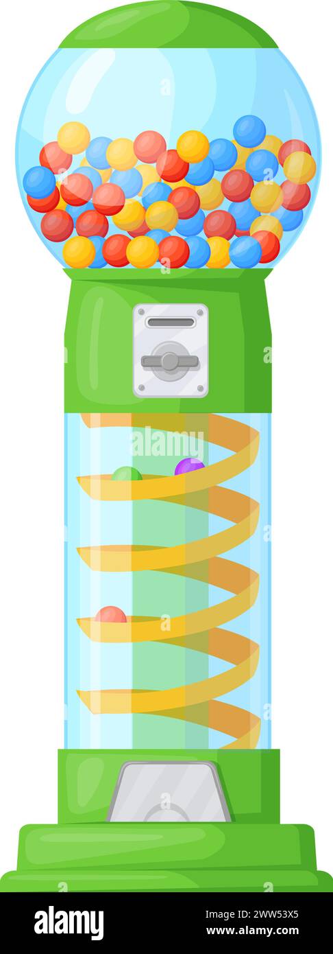 Bubblegum machine. Cartoon gumball dispenser. Sweet ball candy isolated ...