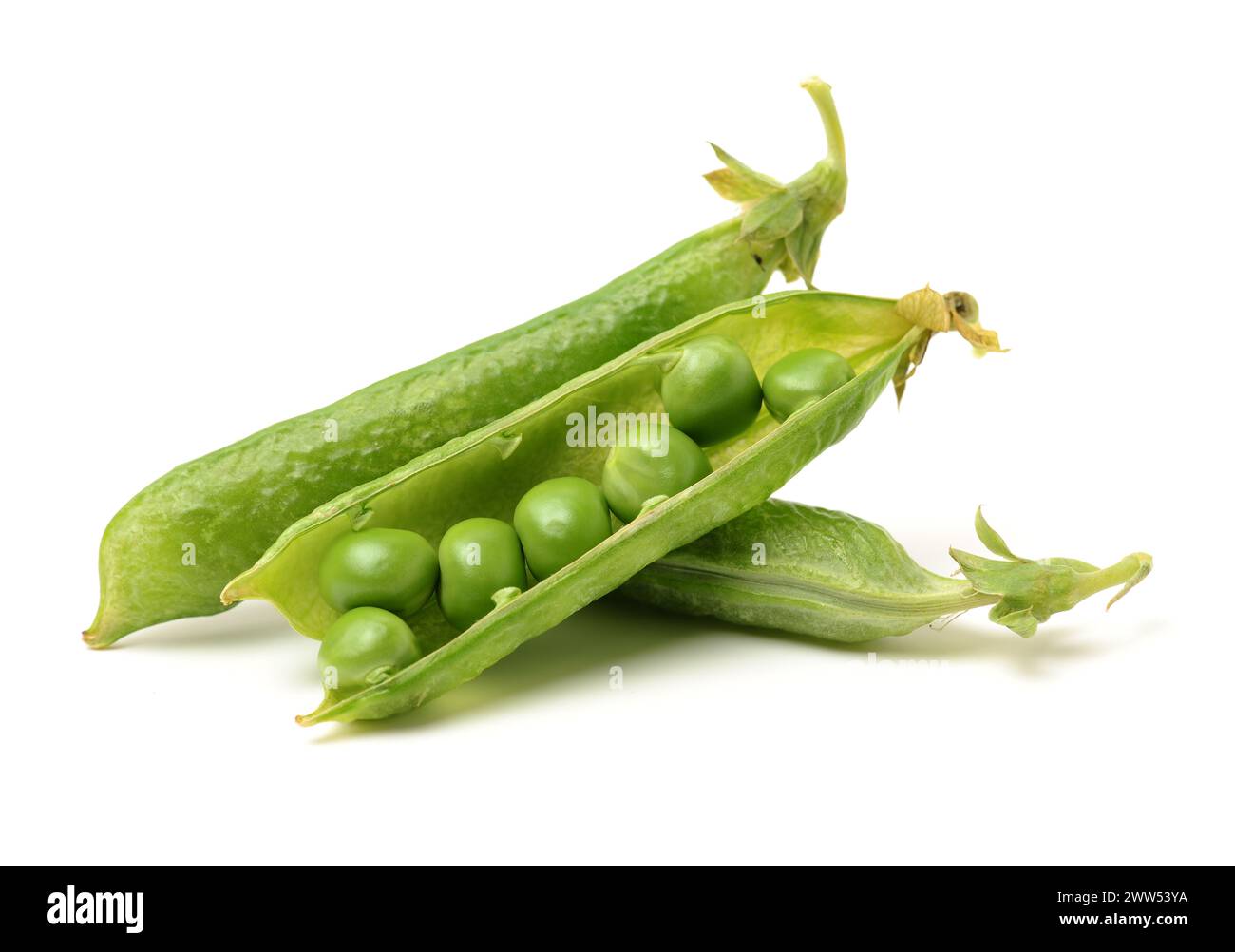 Fresh peas isolated on white background Stock Photo - Alamy