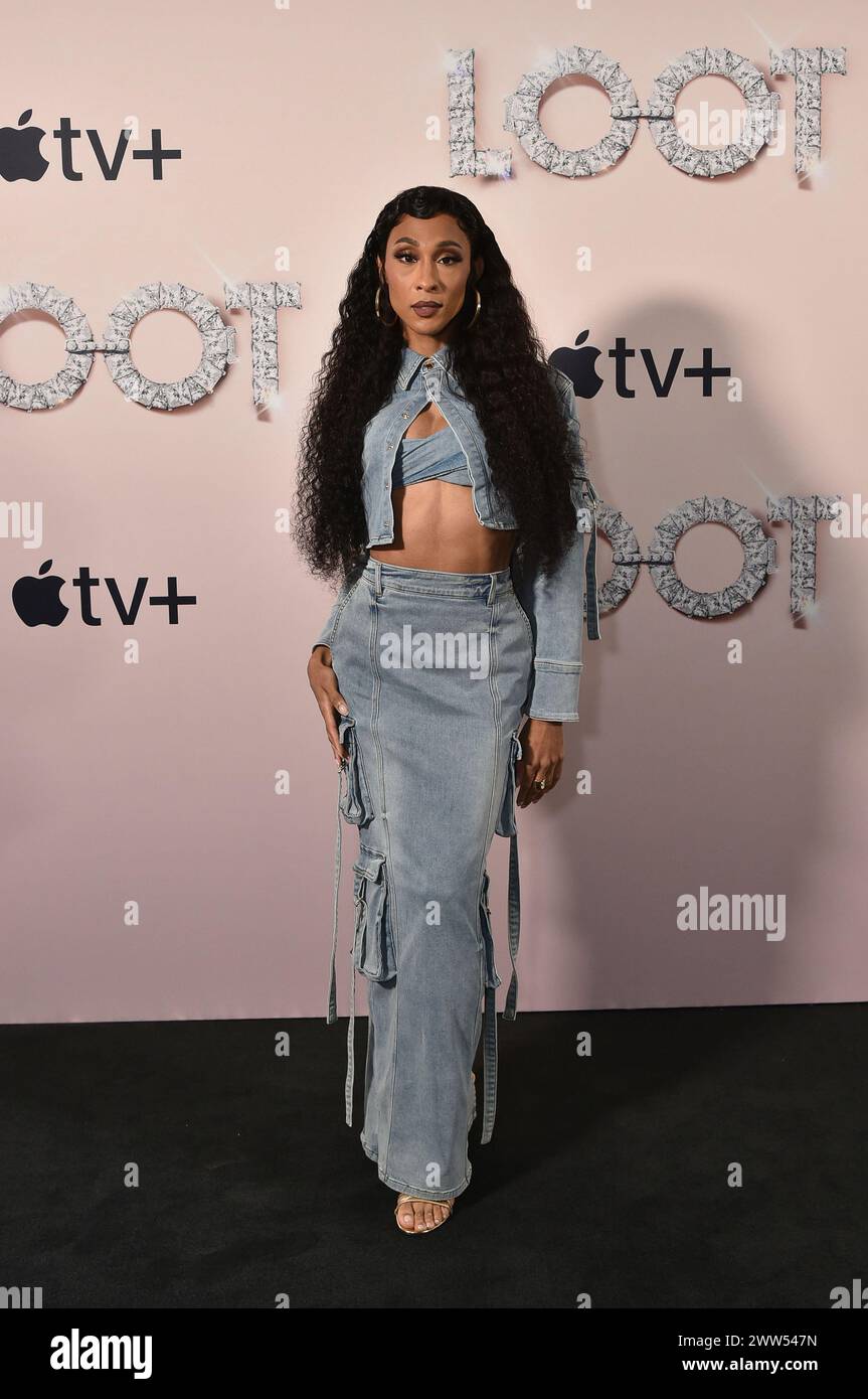 MJ Rodriguez arrives at the season two photo call for "Loot" on ...