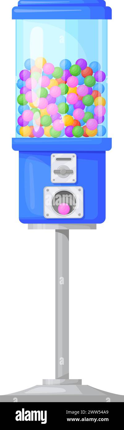 Candy machine cartoon icon. Sweet gum balls dispenser isolated on white ...