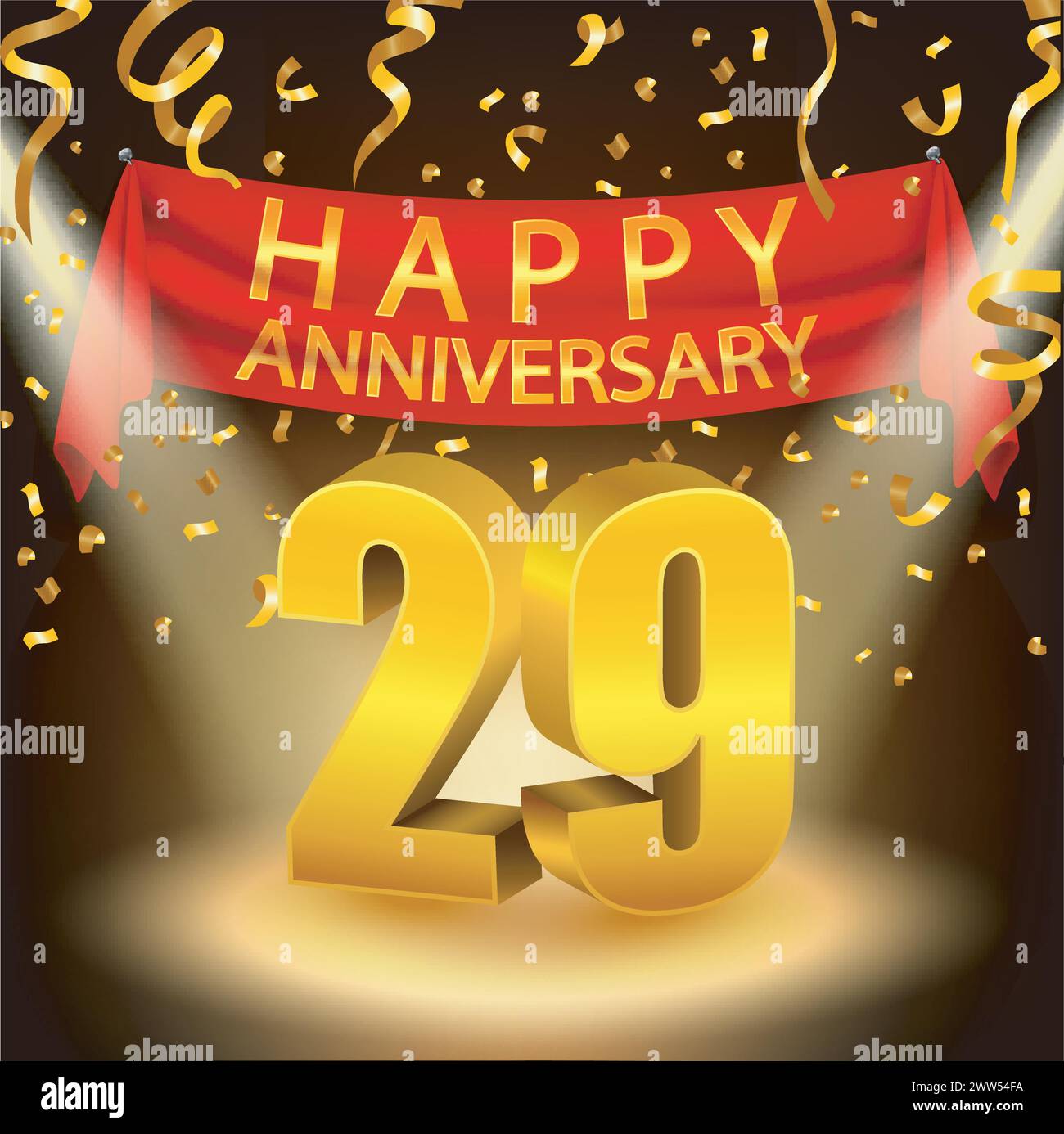 Happy 29th Anniversary Celebration with Golden Confetti and Spotlight ...