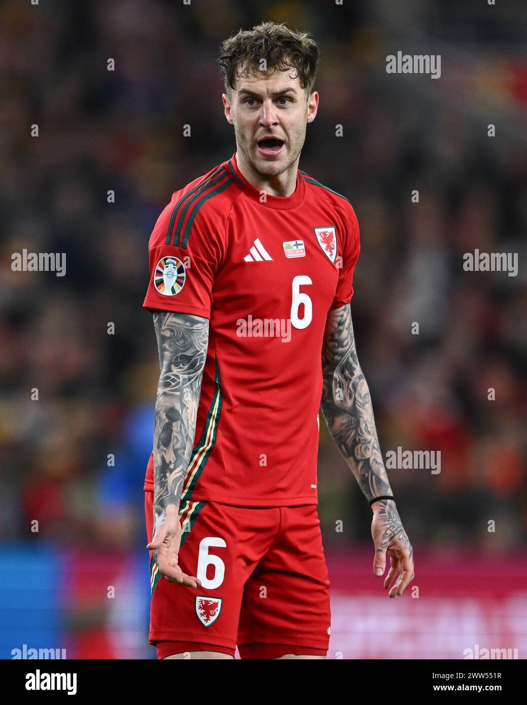 Joe Rodon of Wales, during the UEFA Euro Qualifiers Play-Off Semi-Final ...