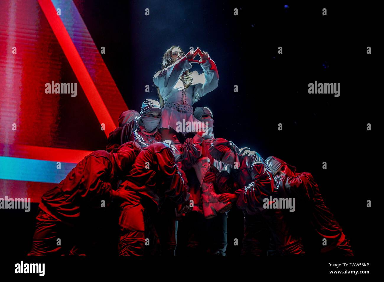 The singer Nicki Nicole during her concert, at the Wizink Center, on ...