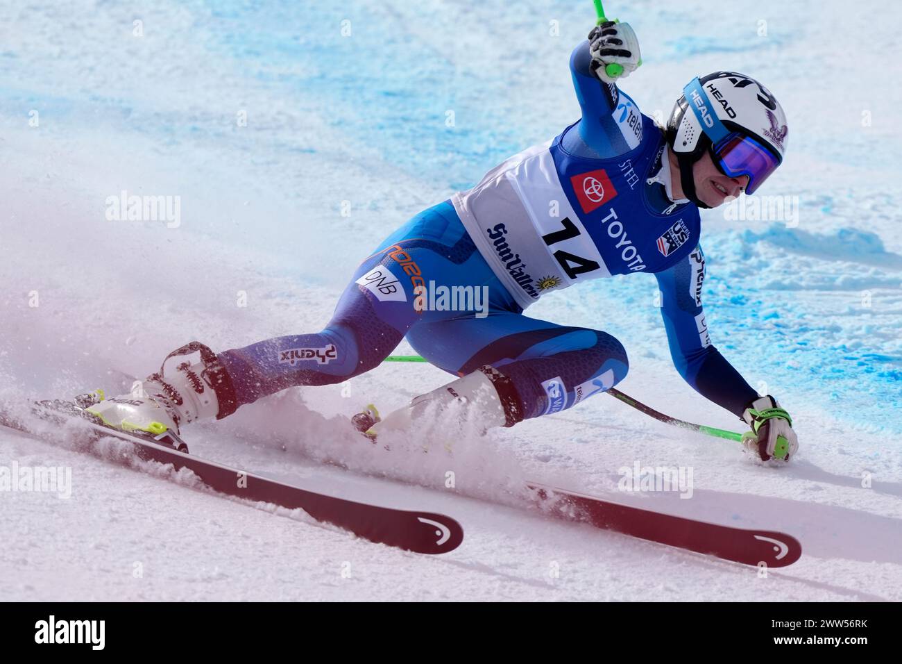 Hannah Saethereng, of Norway, competes during a women's super-G skiing ...