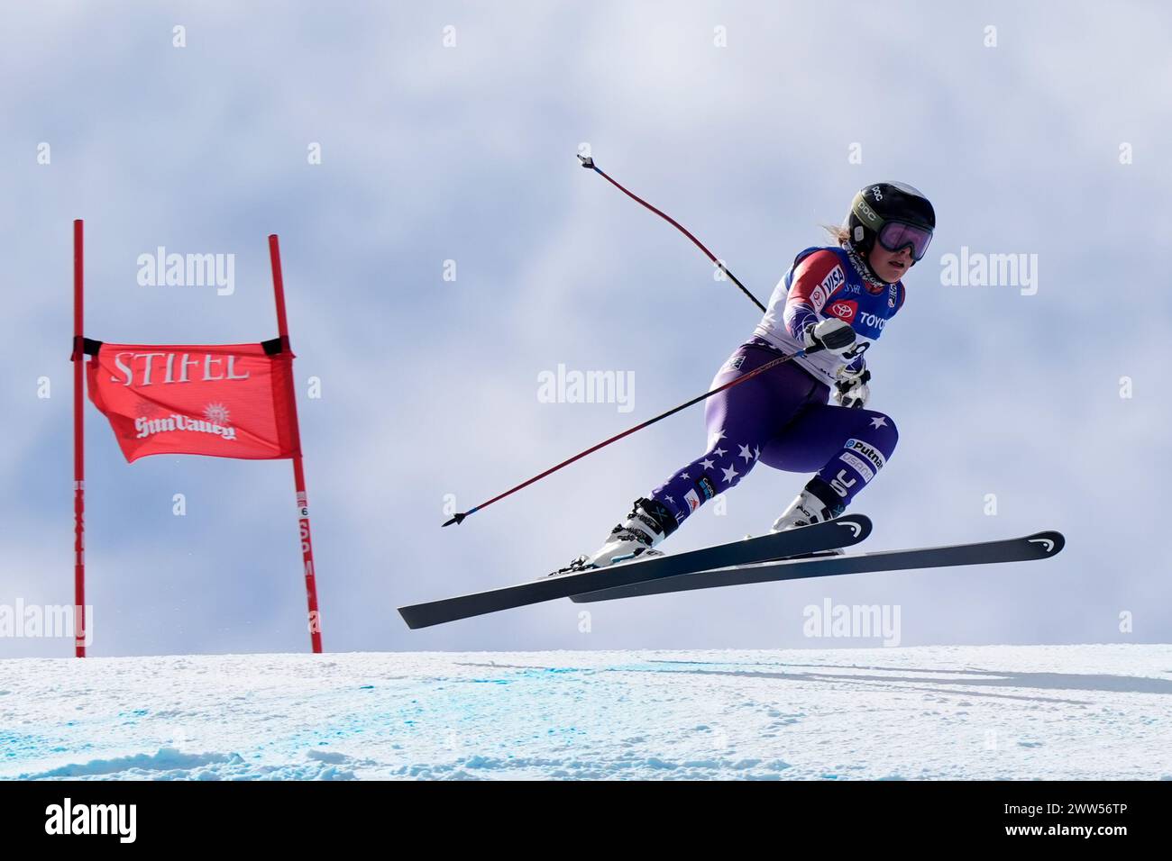 Brooke Brown competes during a women's super-G skiing race, Thursday ...