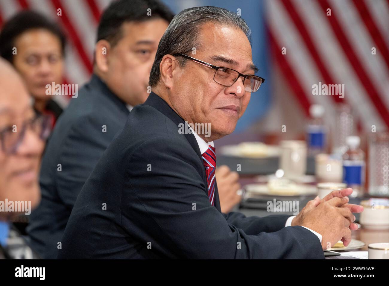 President of the Federated States of Micronesia Wesley Simina, right ...
