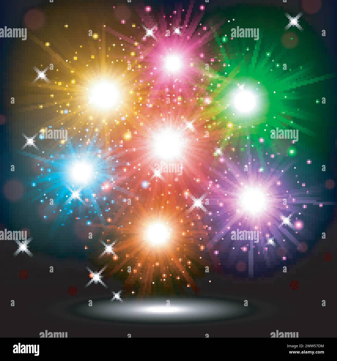 Colorful Fireworks Scattered in The Sky, Vector Illustration Stock ...