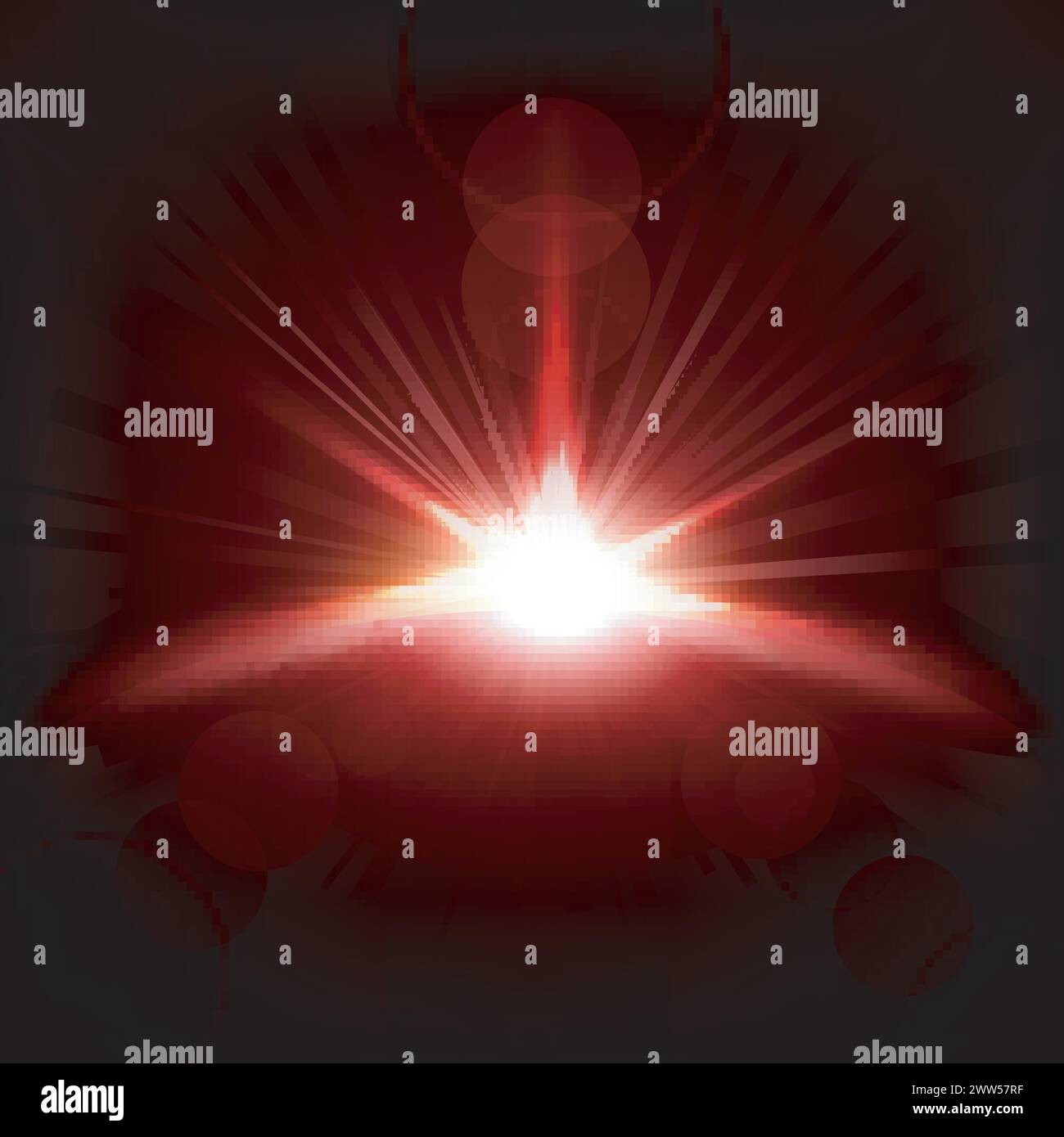 Red Rays Rising From Horizon, Vector Illustration Stock Vector Image ...