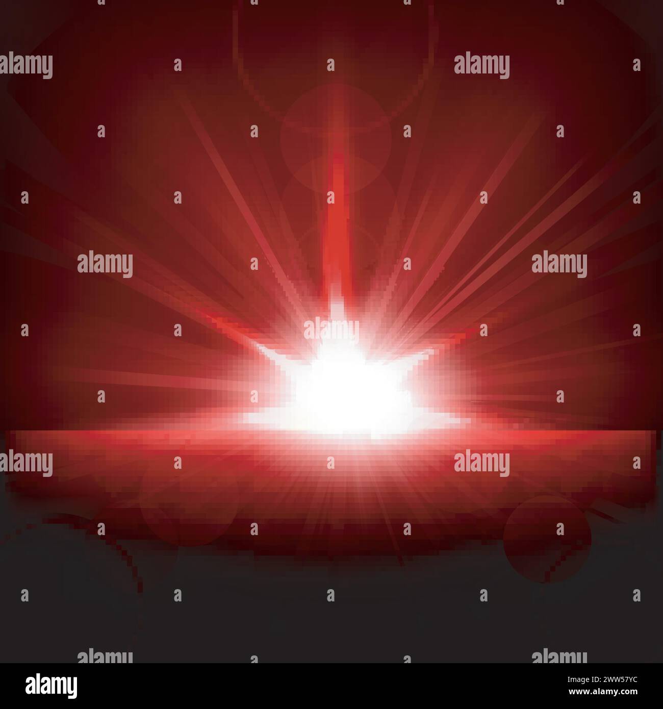 Red Rays Rising From Horizon, Vector Illustration Stock Vector Image ...