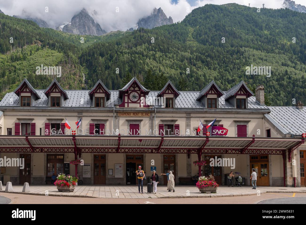 Facade of the railway station of the popular tourist destination at the ...