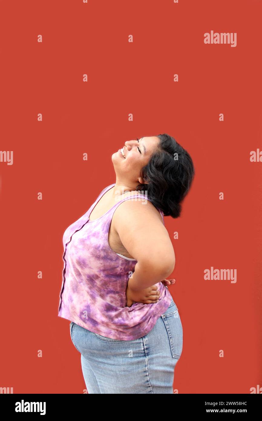 Young 20-year-old woman suffers from back pain due to damage to the ...