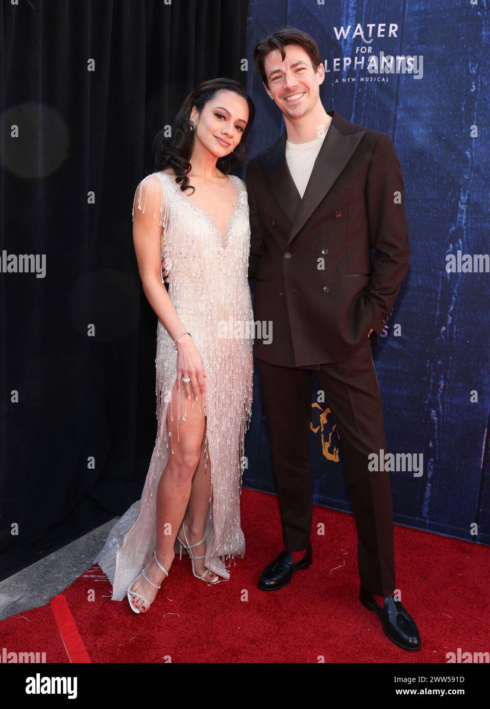 Isabelle McCalla, left, and Grant Gustin attend the Broadway opening ...