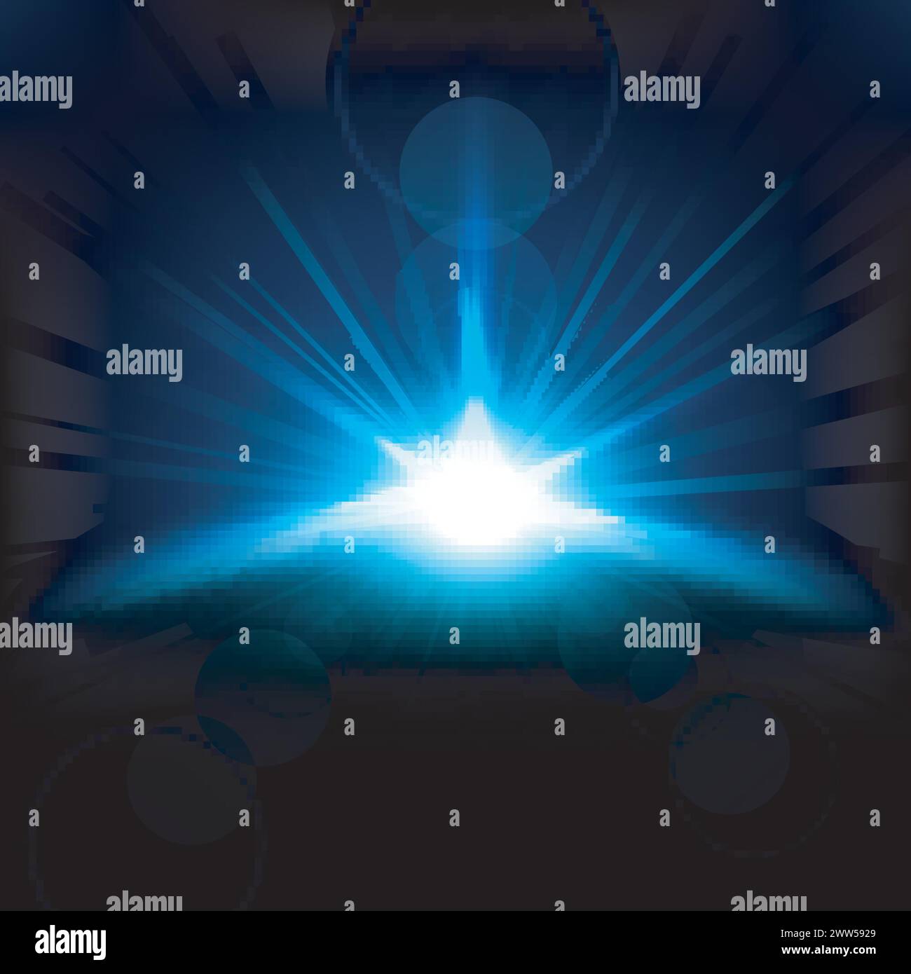 Blue Rays Rising From Horizon, Vector Illustration Stock Vector Image ...