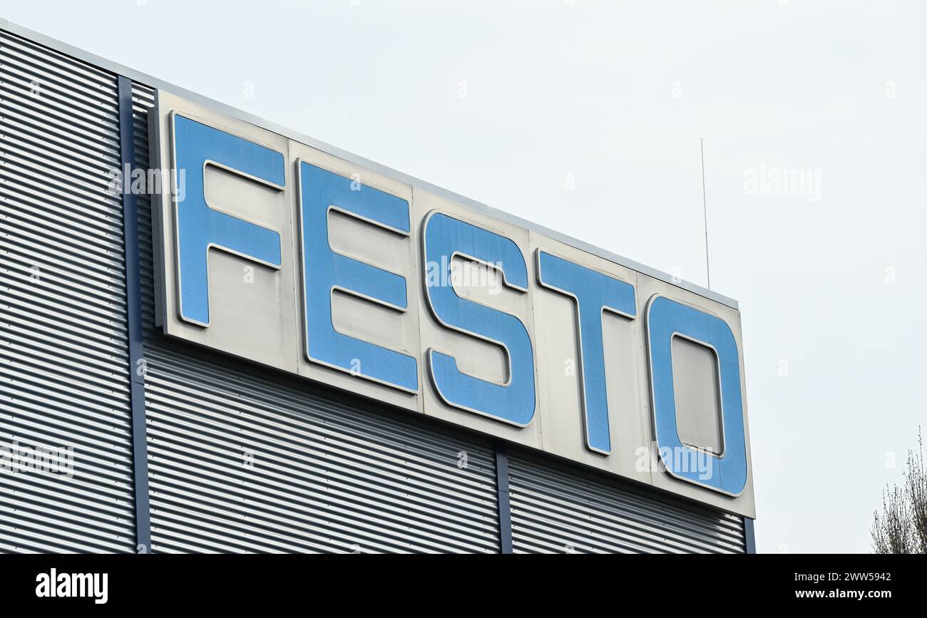 21 March 2024, Baden-Württemberg, Eßlingen: The company logo of Festo ...