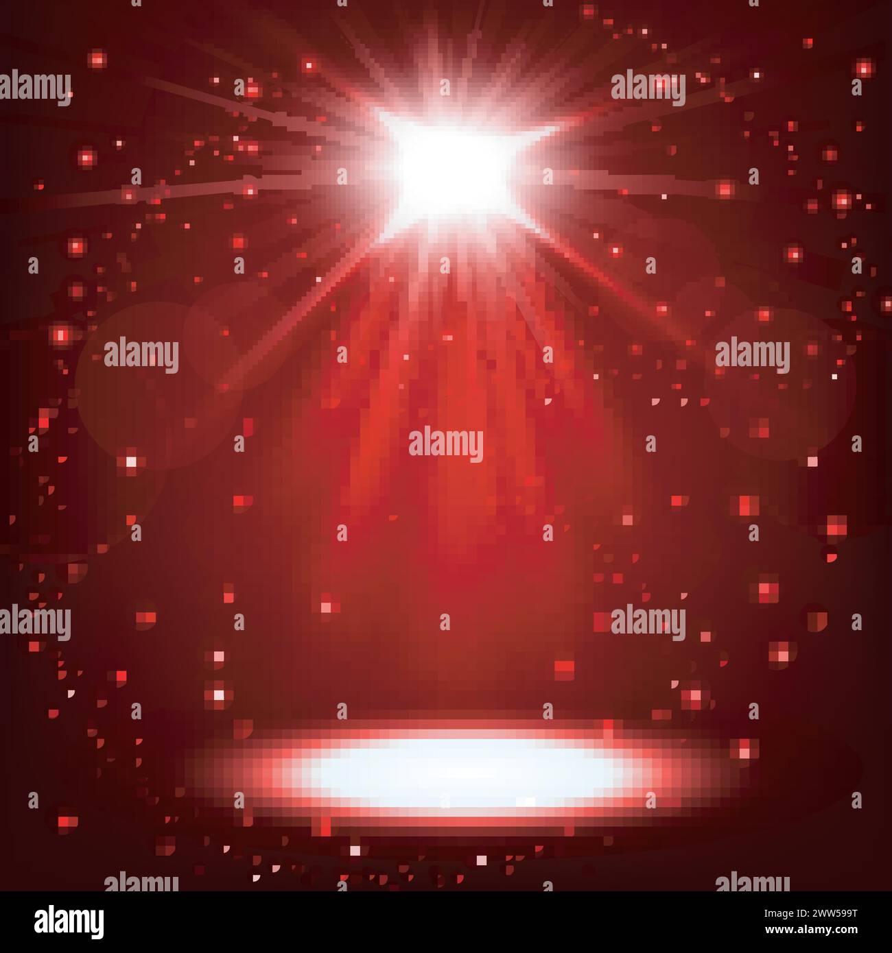 Red Spotlight Shining with Flying Particles, Vector Illustration Stock ...
