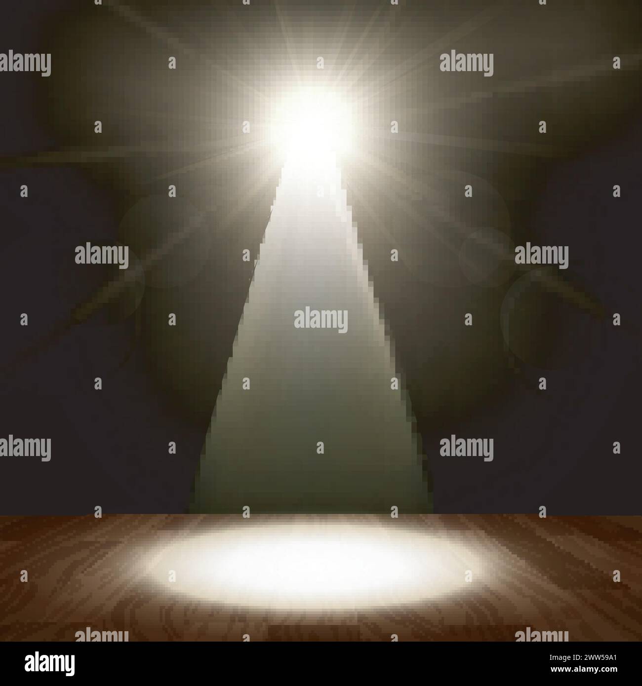 Bright Spotlights in Show Performance with Wood Floor, Vector ...