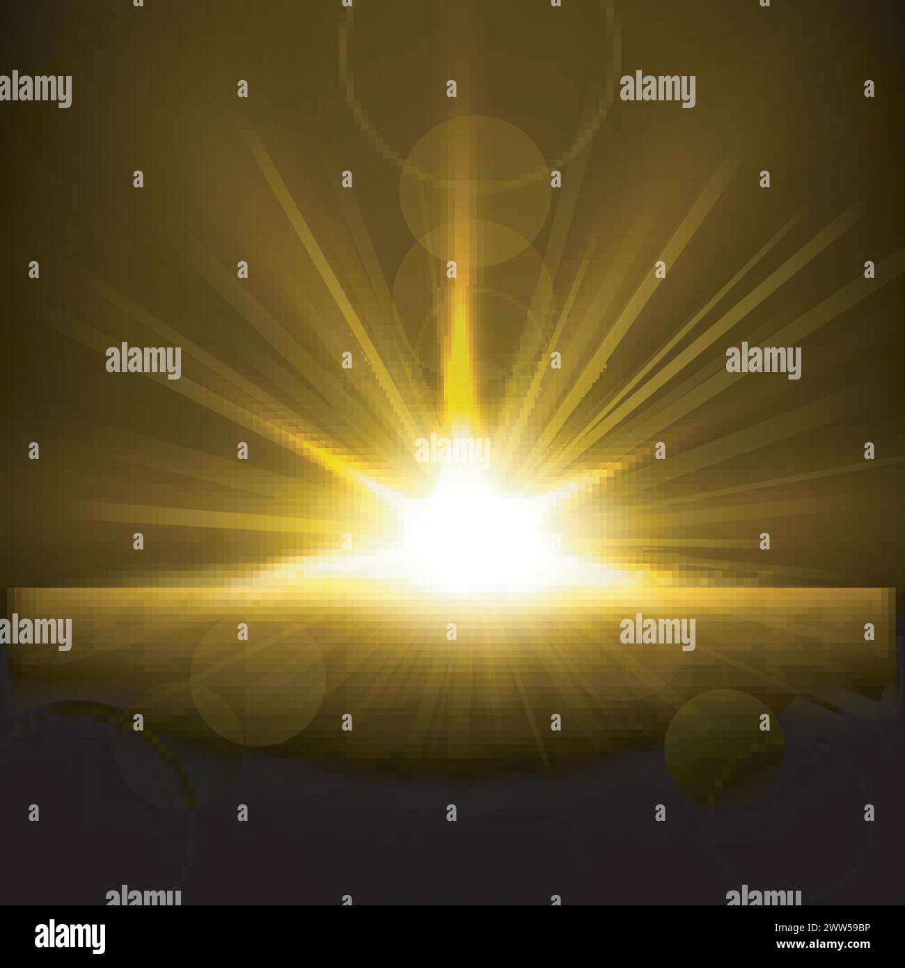 Gold Rays Rising From Horizon, Vector Illustration Stock Vector Image ...