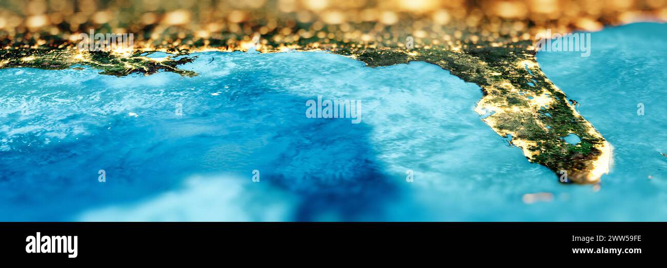 Florida and Texas, USA. Elements of this image furnished by NASA. 3d ...