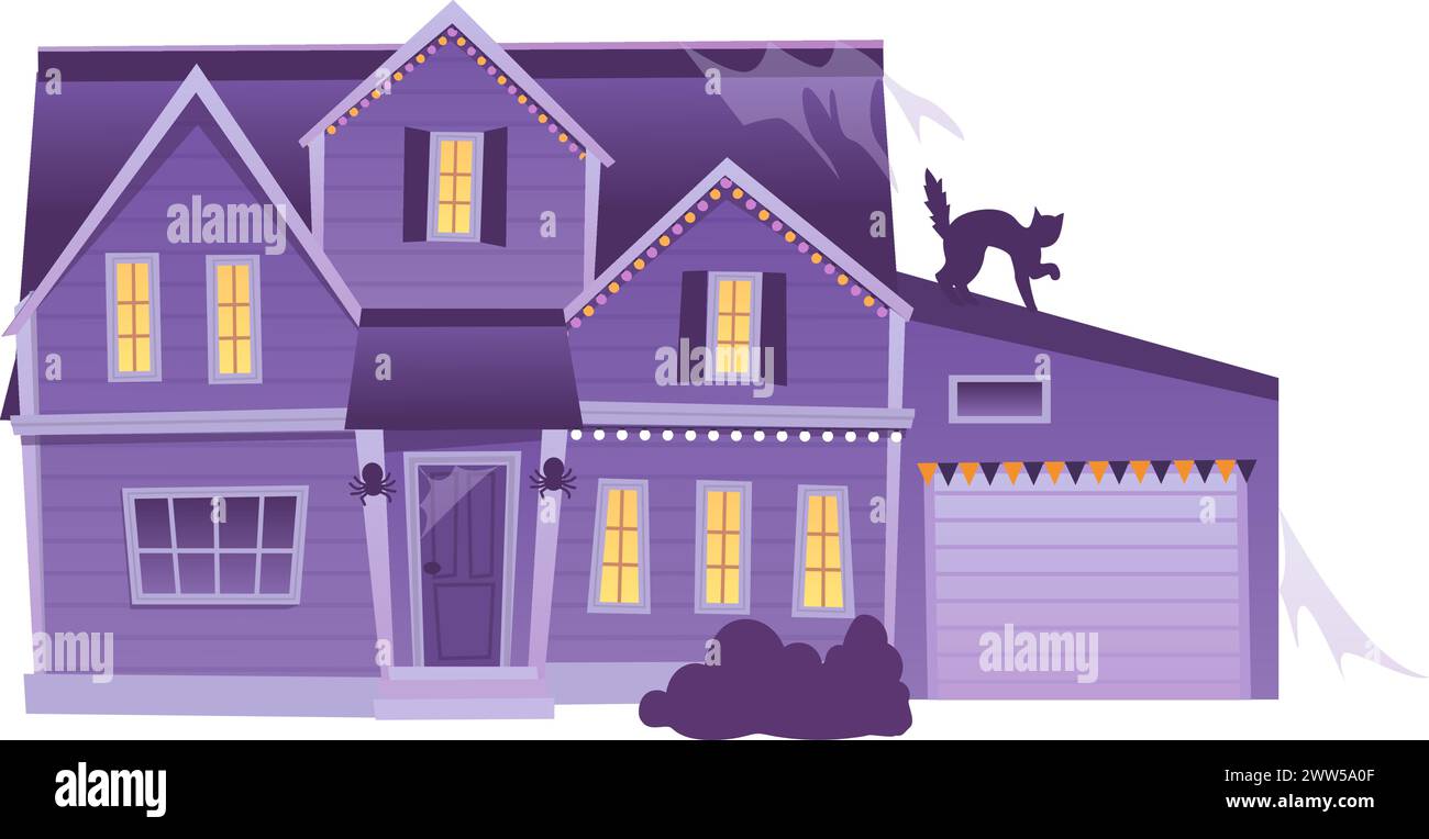 Spooky house. Haunted mansion. Horror night building isolated on white ...