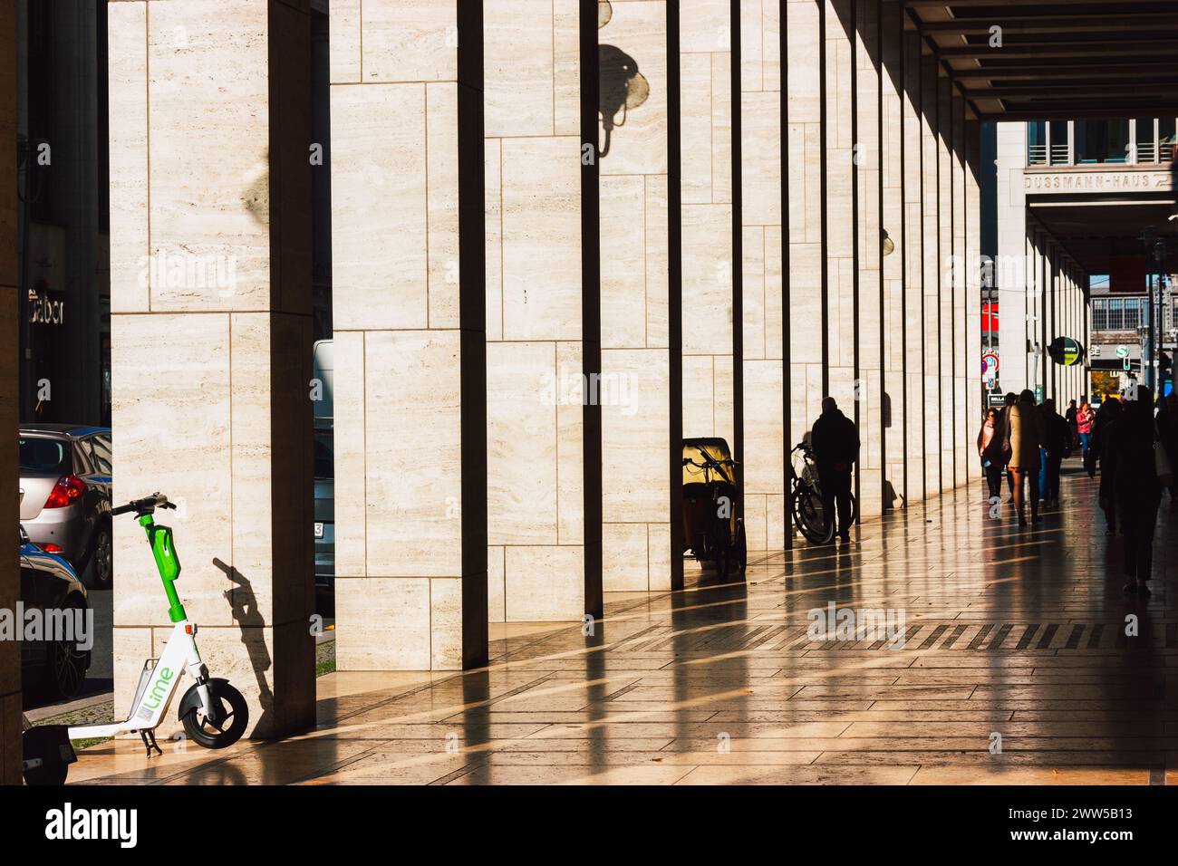Berlin, Germany. October 3, 2023 Corridor, passage with columns in ...