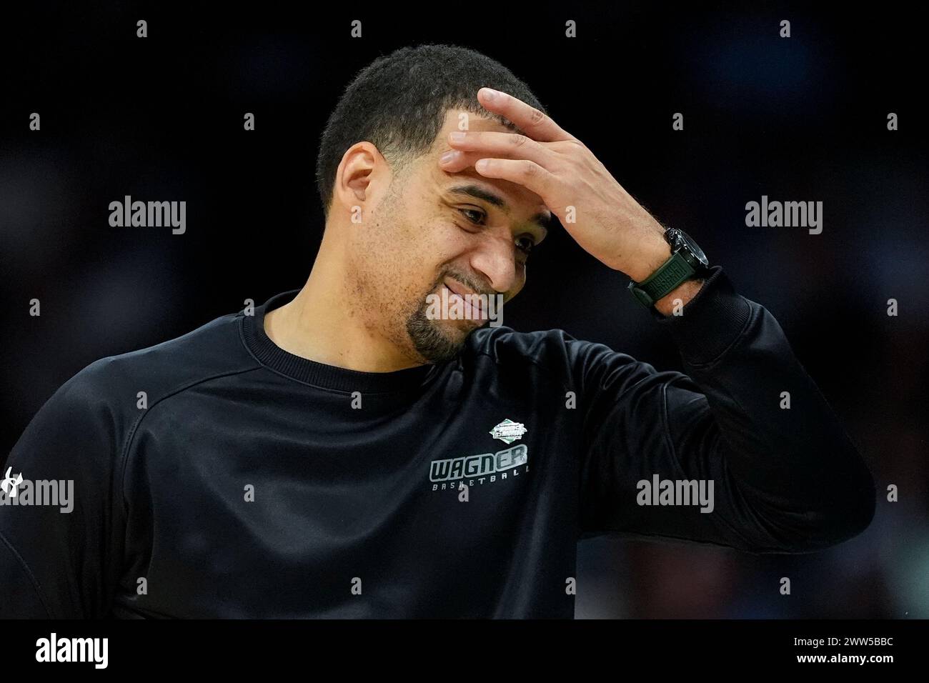 Wagner head coach Donald Copeland reacts during the second half of a ...