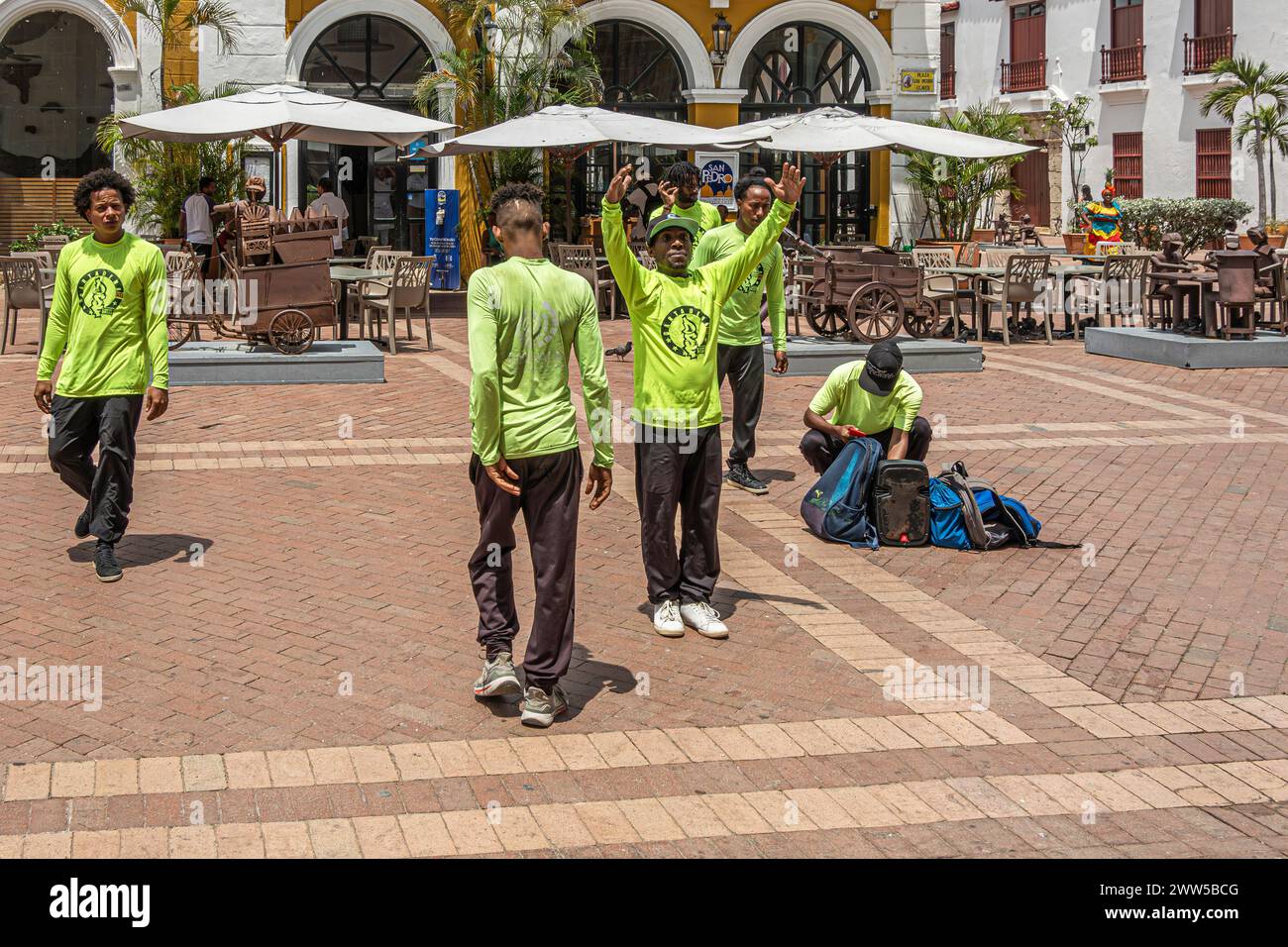 Cartagena, Colombia - July 25, 2023: Young males form afro dance group ...