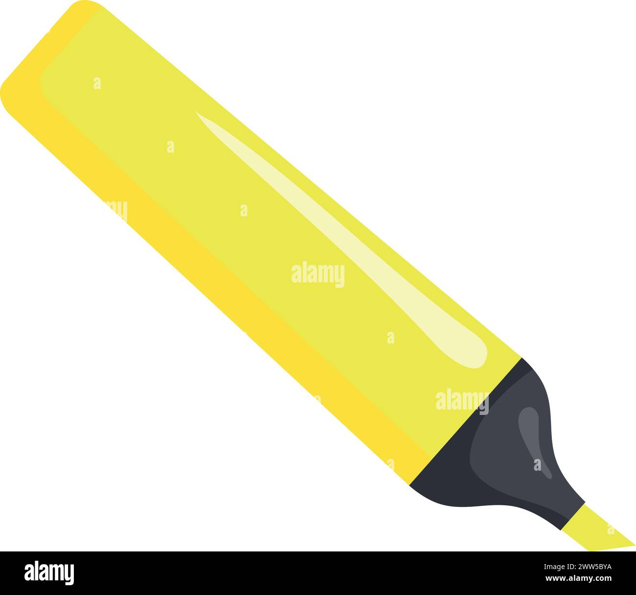 Text highlighter cartoon icon. Yellow marker tool isolated on white background Stock Vector ...