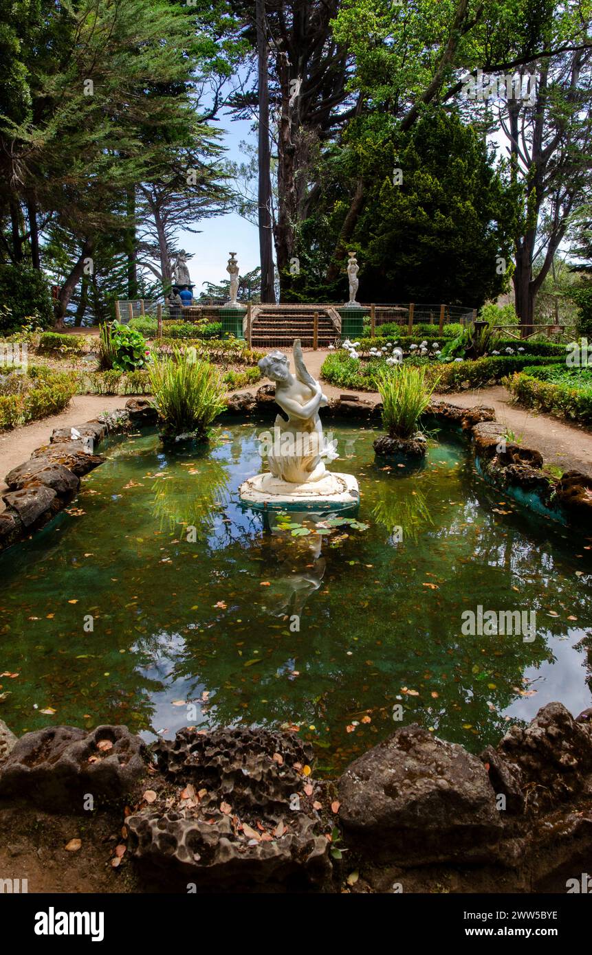 Gardens and forests of the XIX Cousiño family park in Lota, Chile, as ...