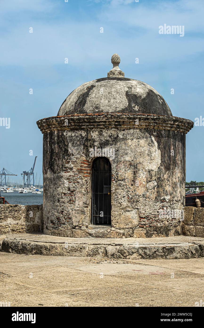 Cartagena, Colombia - July 25, 2023: Corner watchtower, bartizan, on ...