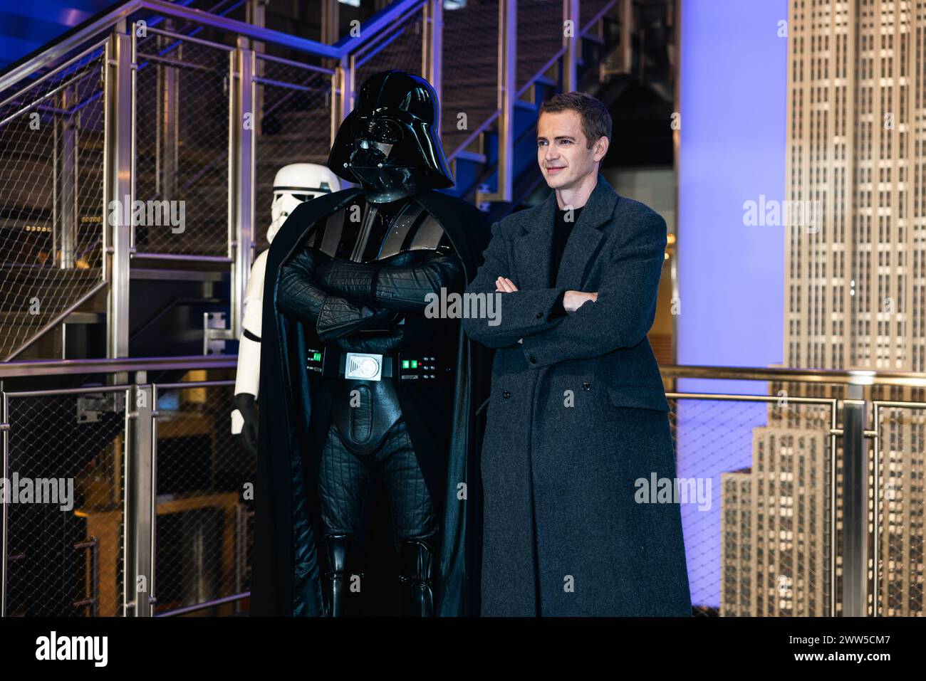 New York, USA. 21st Mar, 2024. Actor Hayden Christensen lit up the Empire State Building in New ...