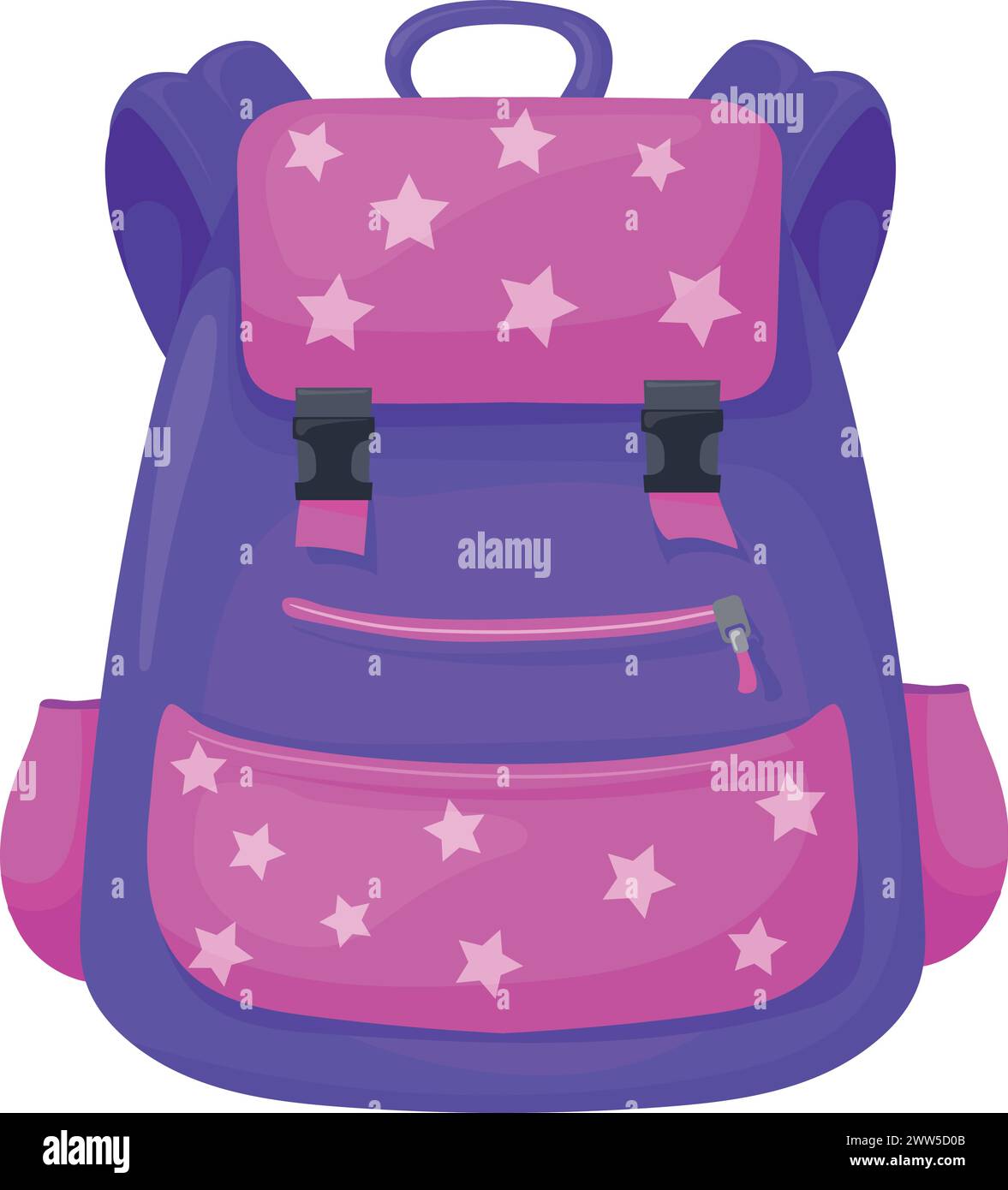 School girl backpack cartoon icon. Pink bag isolated on white ...