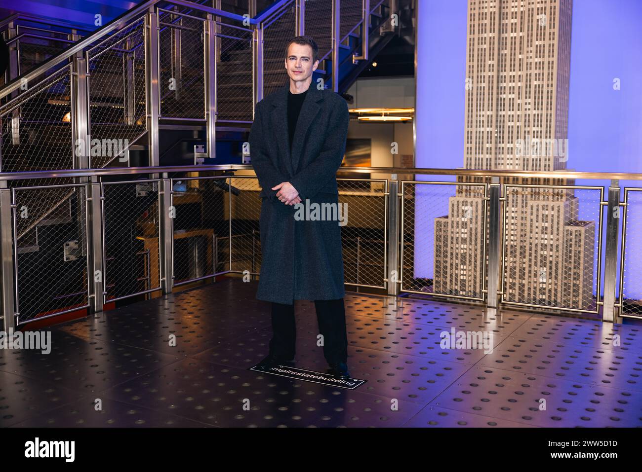 New York, USA. 21st Mar, 2024. Actor Hayden Christensen lit up the Empire State Building in New ...