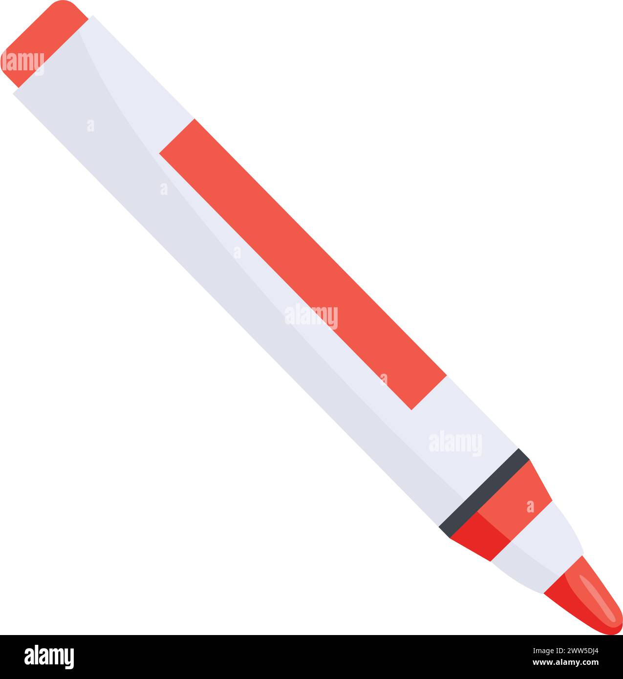 Red crayon cartoon icon. Drawing pencil tool isolated on white ...