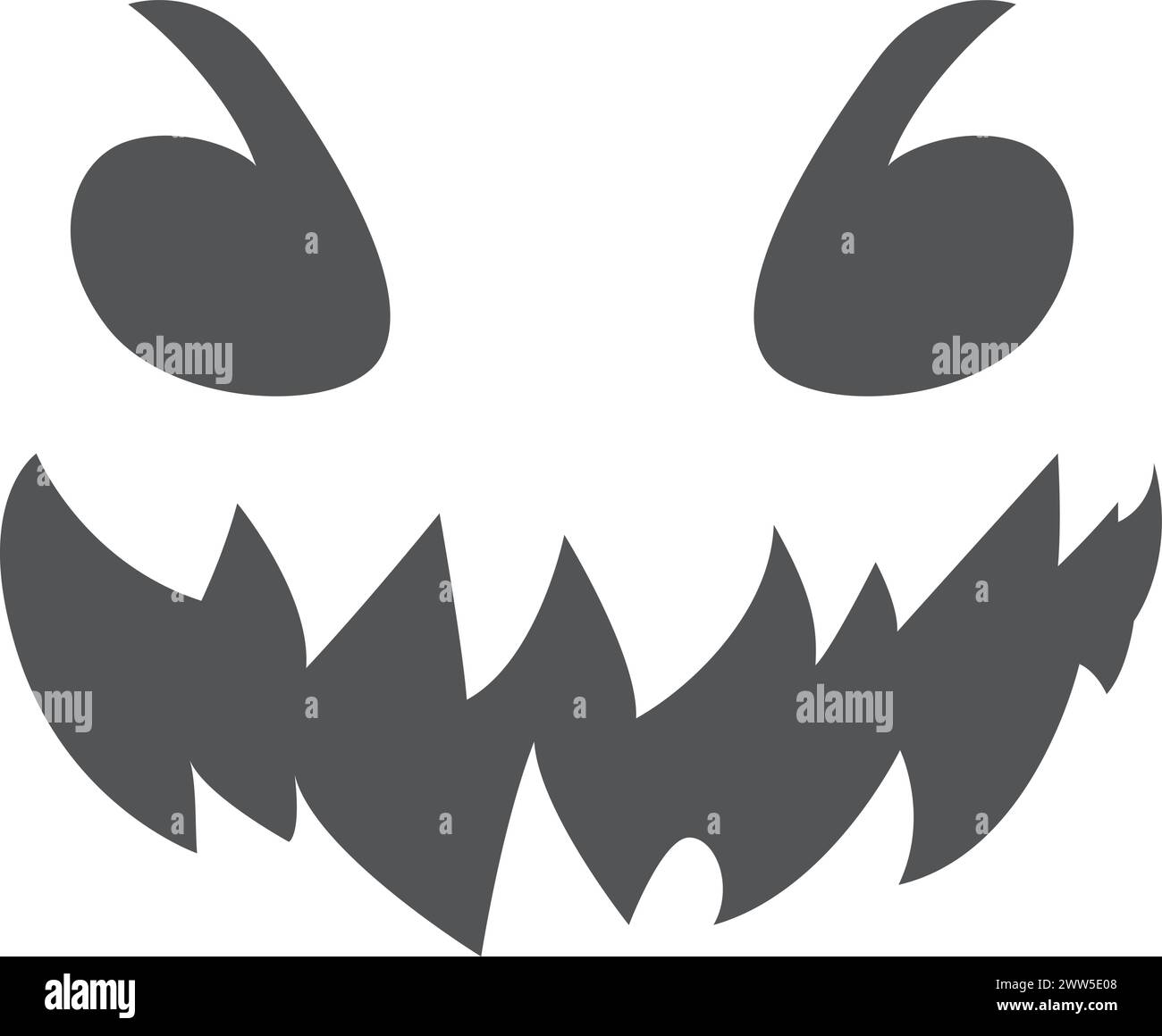 Pumpkin face stencil black silhouette with spooky smile isolated on ...