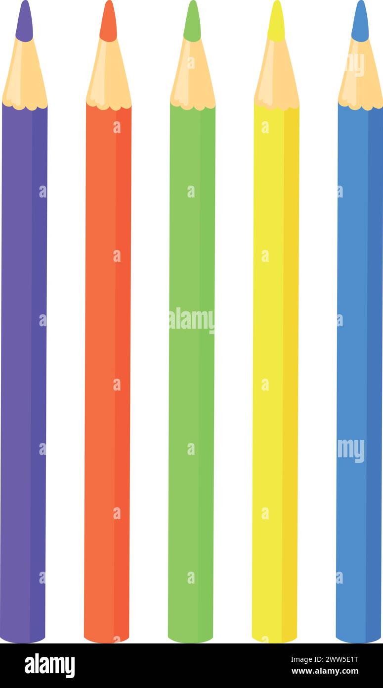 Color pencils set. School drawing cartoon tool isolated on white ...