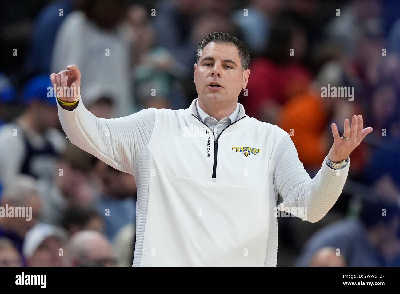 Morehead State head coach Preston Spradlin gestures as his team played ...